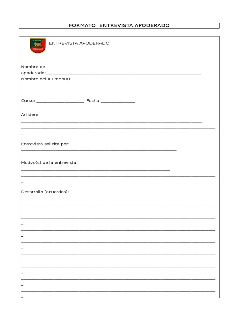 FORMATO ENTREVISTA APODERADO