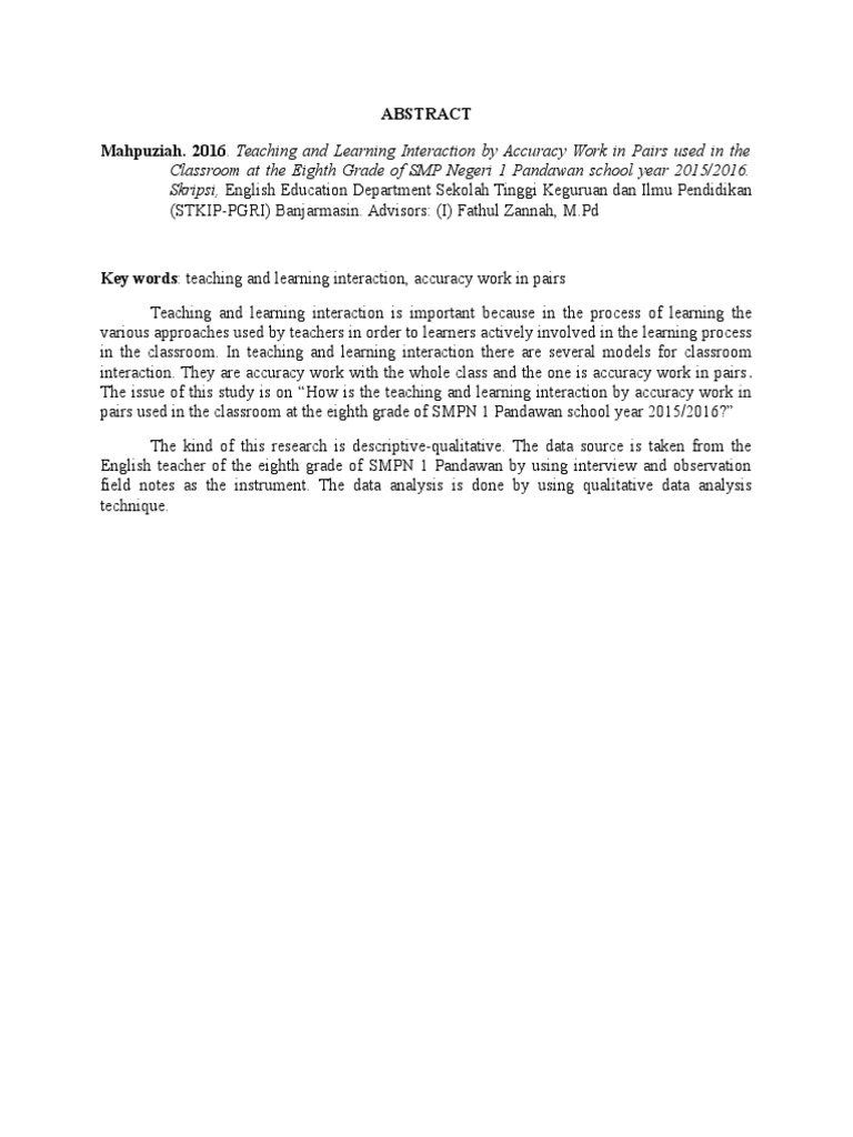 Abstract | PDF | Qualitative Research | Learning