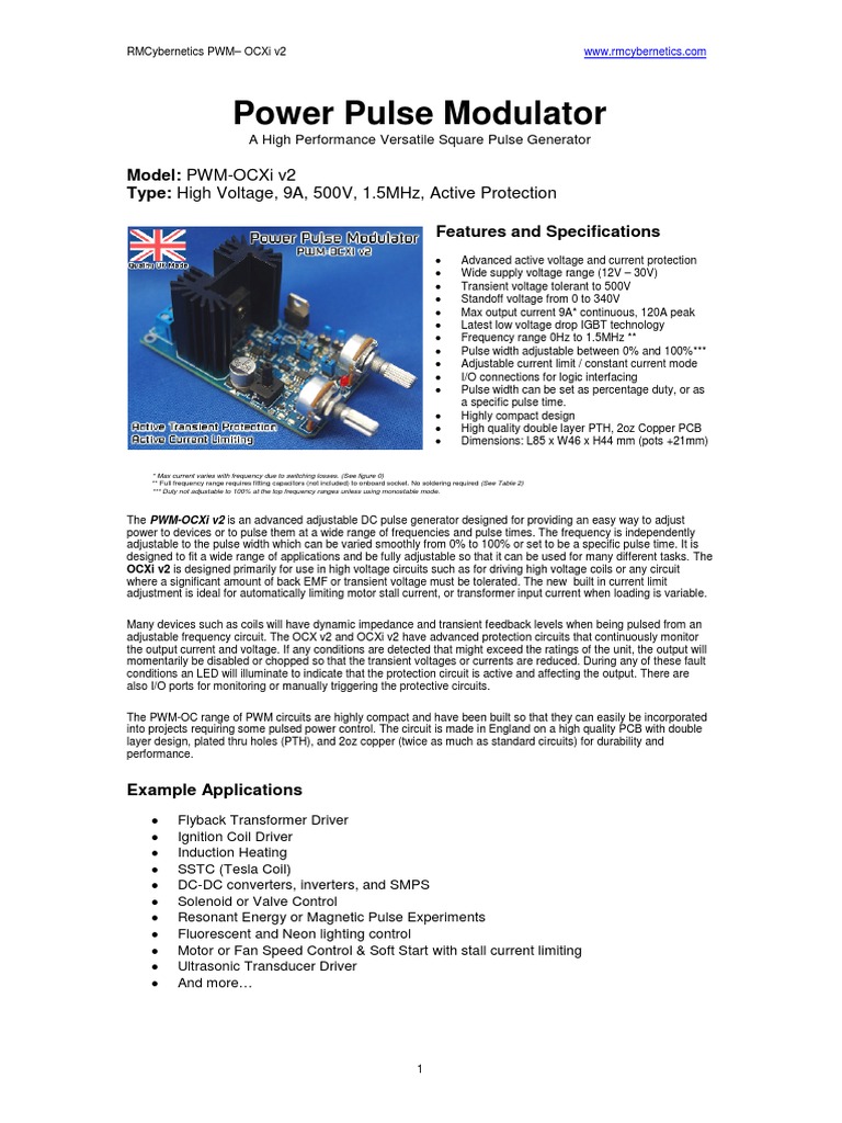 PWM-OCXiv2.PDF PWM HV Module | PDF | Power Supply | Capacitor