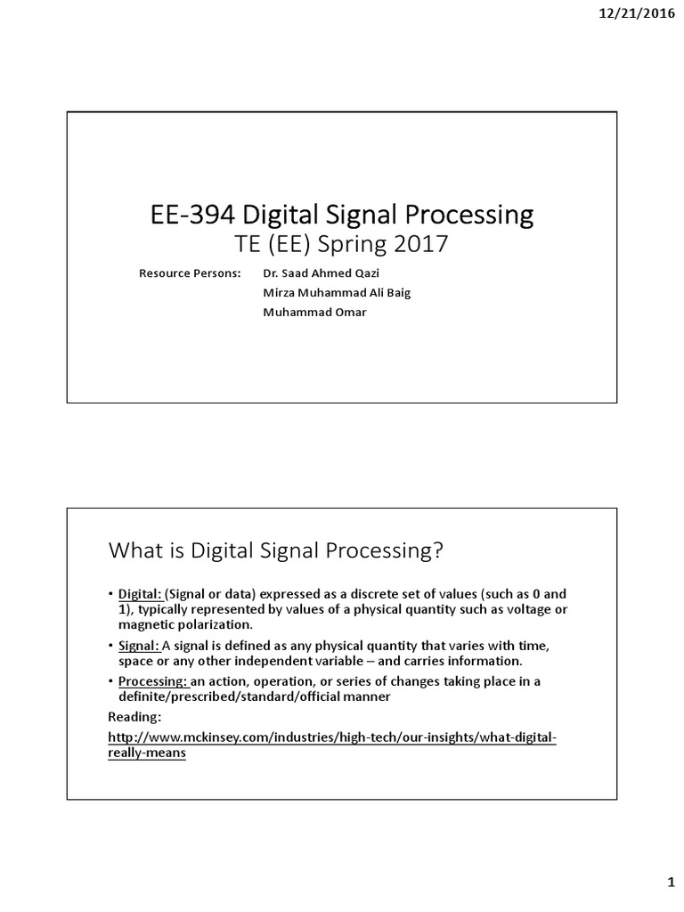 DSP01 | PDF | Signal (Electrical Engineering) | Discrete Fourier Transform