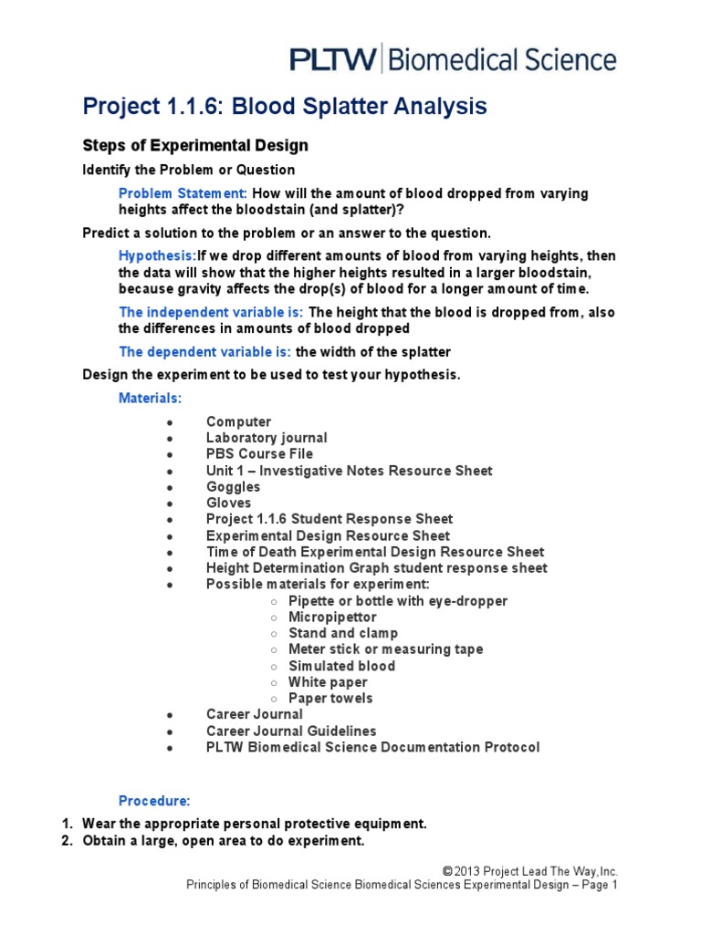 Blood Splatter Analysis | PDF | Design Of Experiments | Experiment