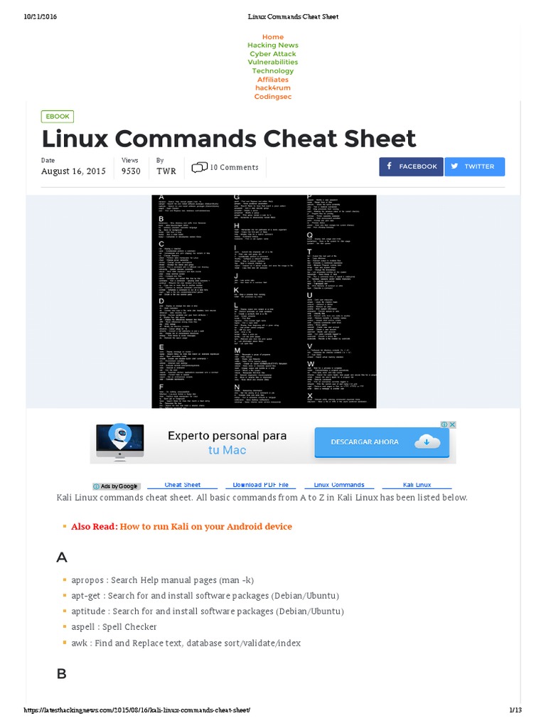 Linux Commands Cheat Sheet | PDF | Computer File | File Transfer Protocol