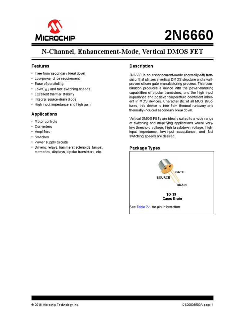 N-Channel, Enhancement-Mode, Vertical DMOS FET: Features Description ...