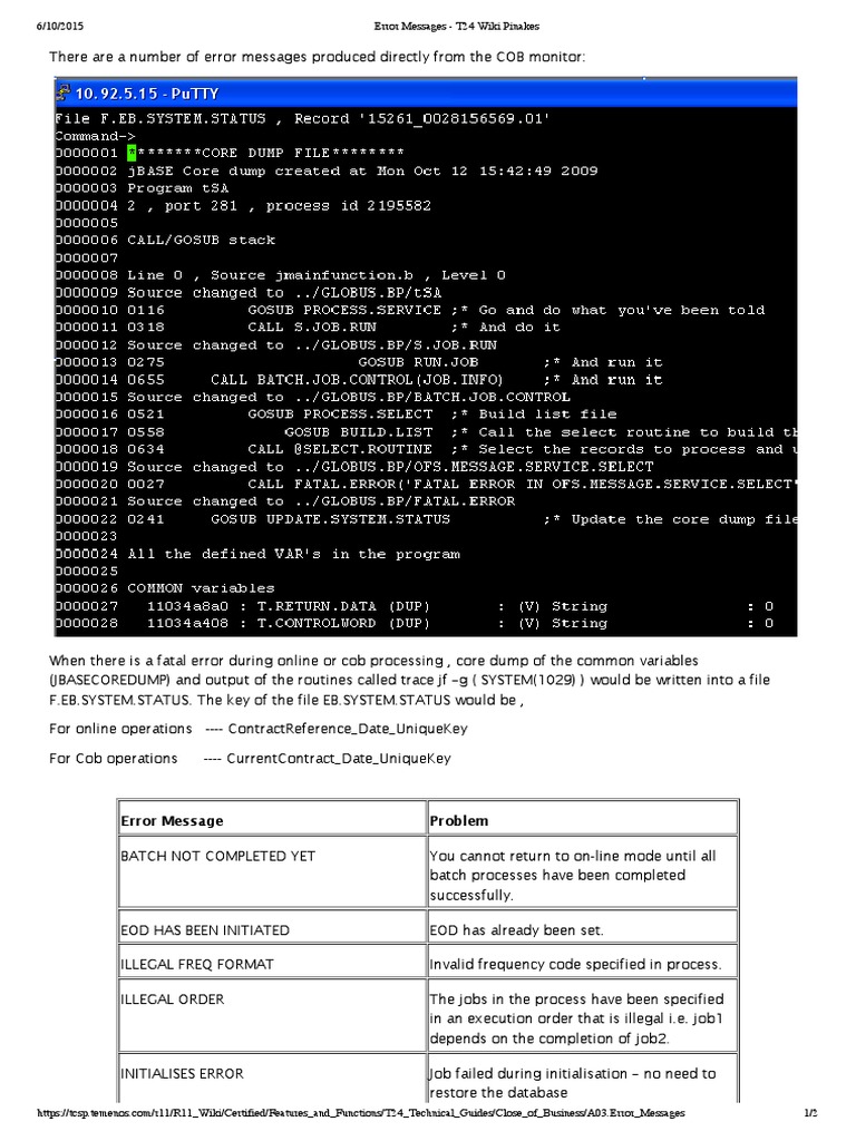 T24 COB Error Messages Guide | PDF | Computer Architecture | Software ...
