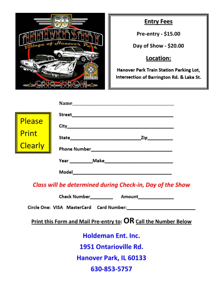 Car Show Registration Form | PDF
