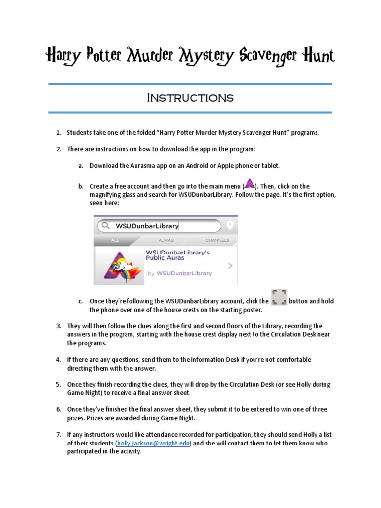 murder mystery instructions | Harry Potter Universe | Harry Potter