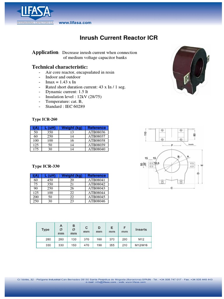 Inrush Current Reactor ICR: Application | PDF