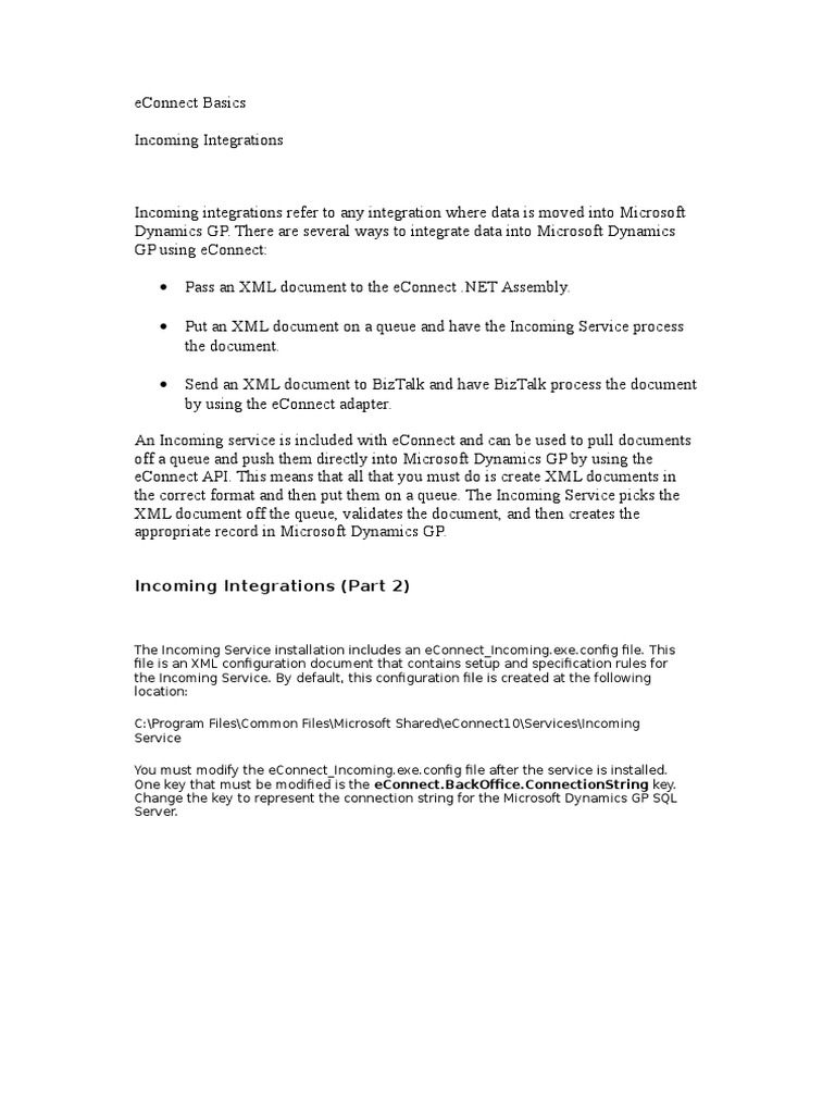 EConnect Basics | PDF | Xml Schema | Xml