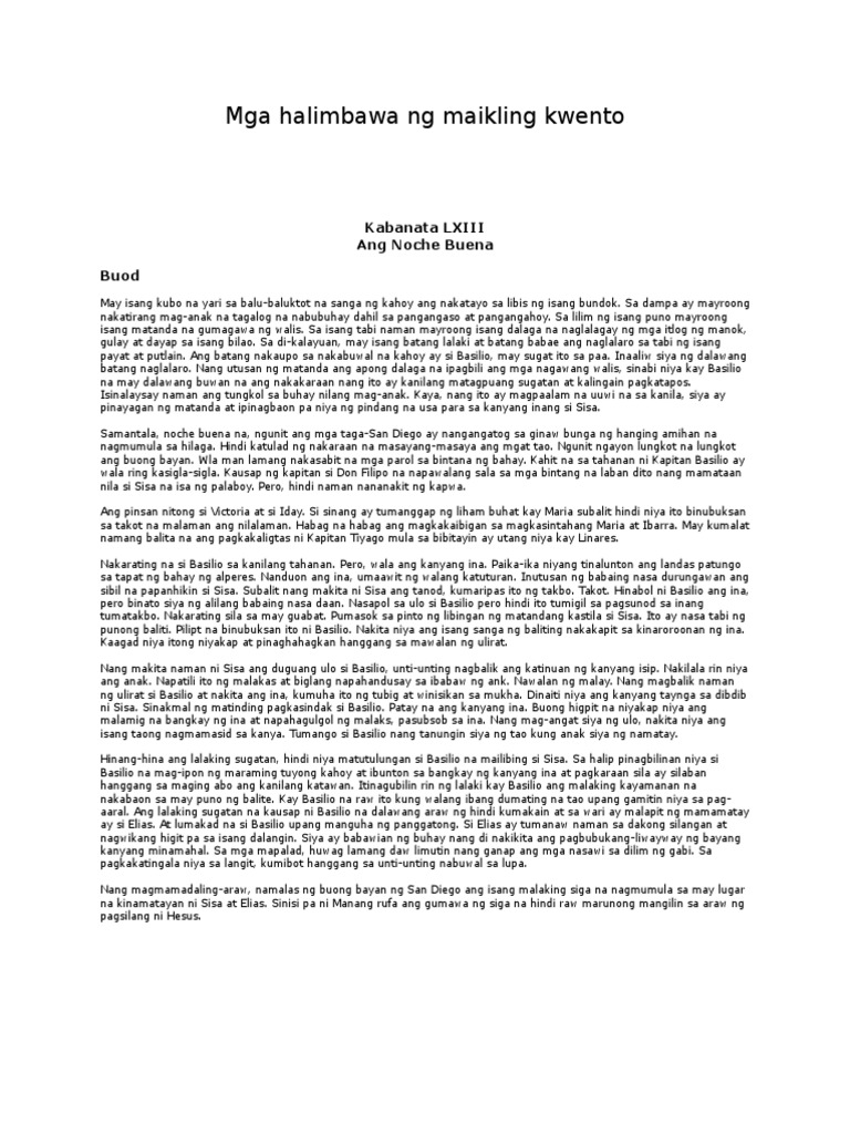Mga Halimbawa NG Maikling Kwento | PDF