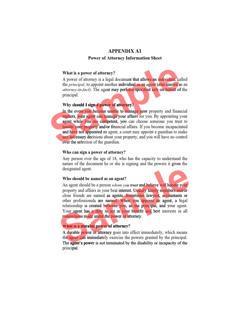 Sample Sample: Appendix A1 | Download Free PDF | Power Of Attorney | Jargon