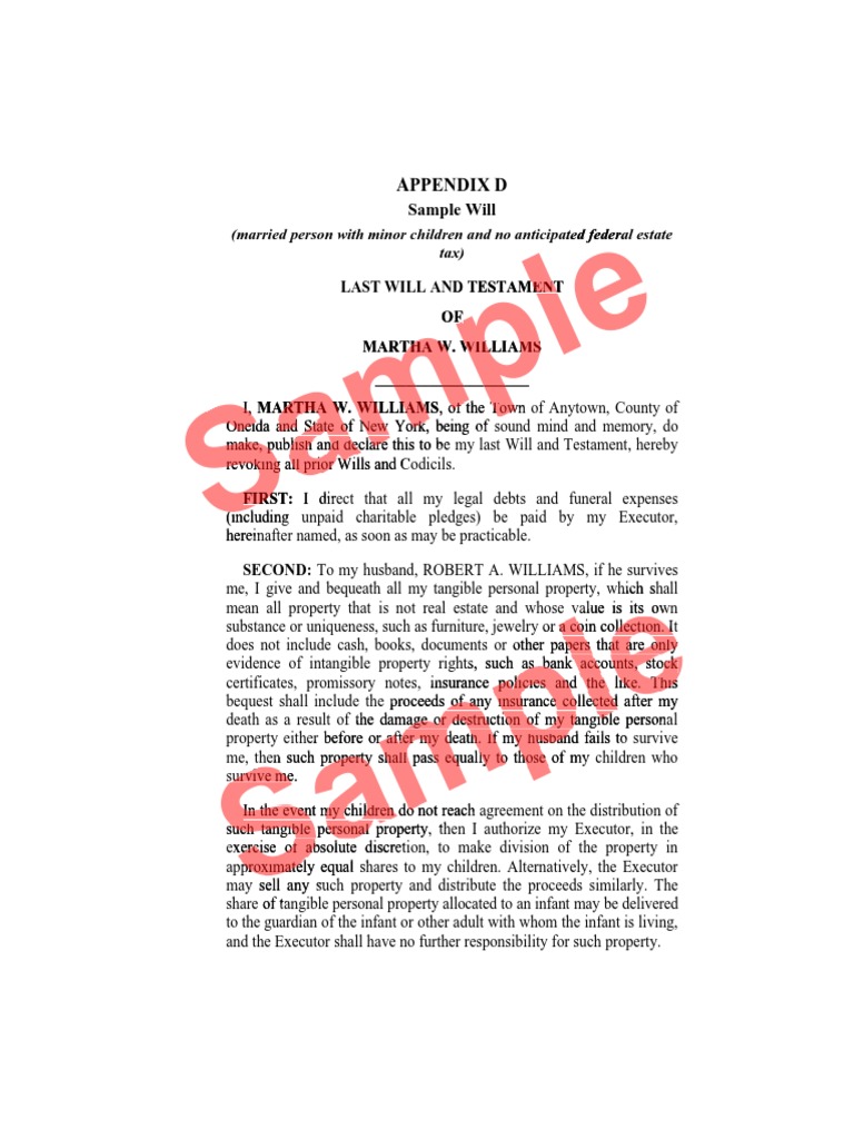 Sample Sample S: Appendix D | PDF | Beneficiary (Trust) | Trust Law