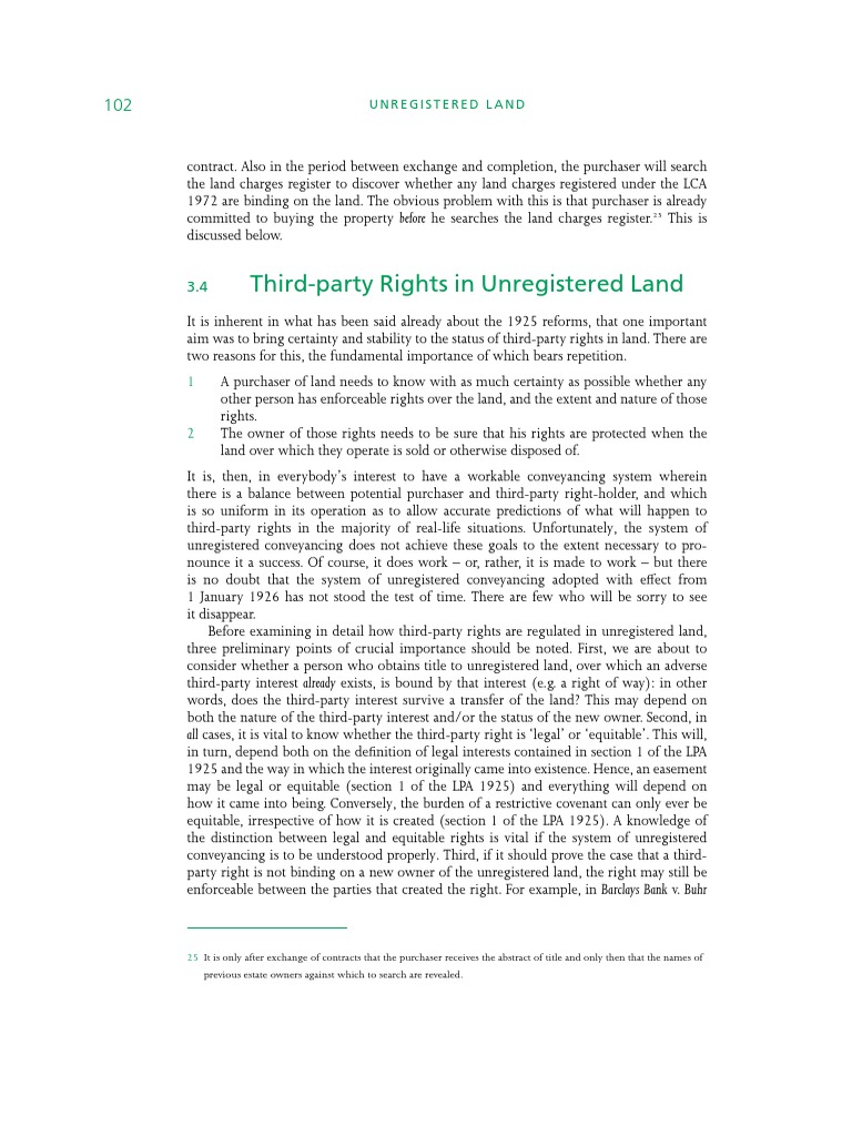 Third-Party Rights in Unregistered Land | PDF | Civil Law (Common Law ...