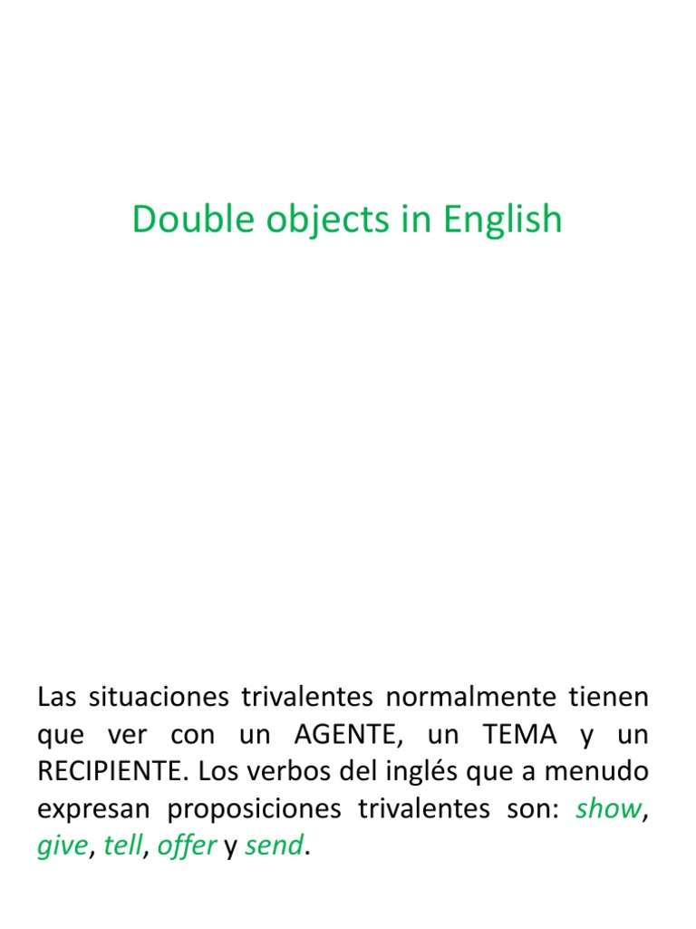 English Double Objects | PDF | Artes del Lenguaje y Comunicación