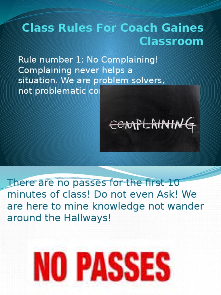 Coach Gaines Class Rules | PDF | Self-Improvement
