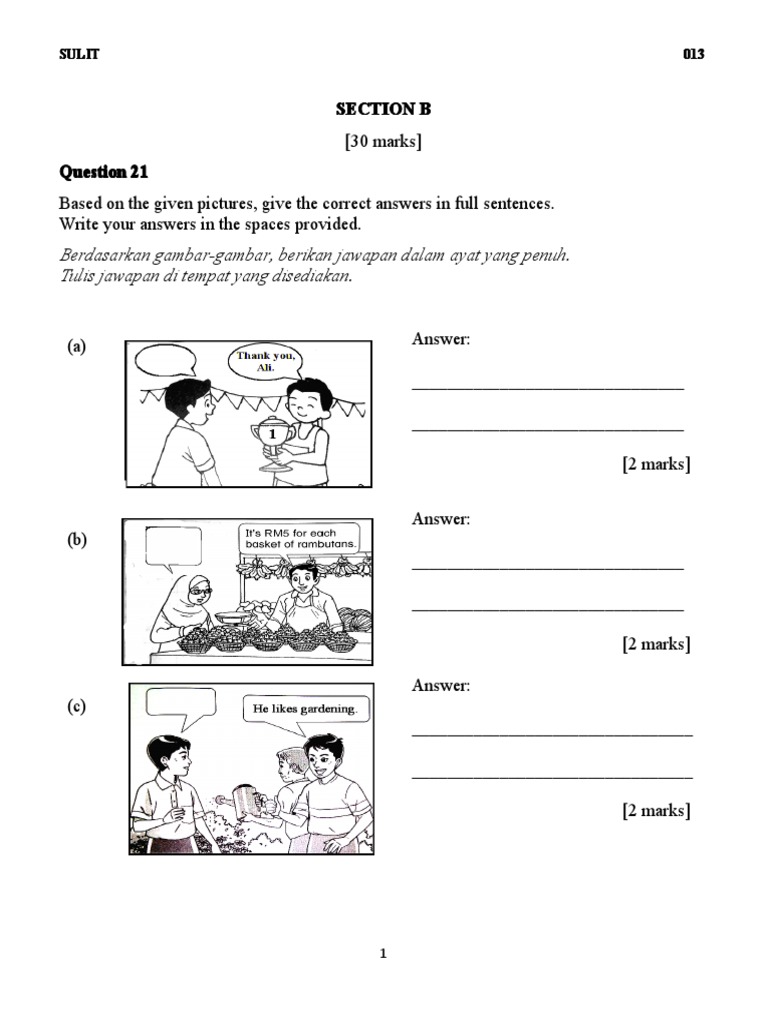 Sarawak Saratok AR1 BI P1 Section B PDF | PDF | Leisure