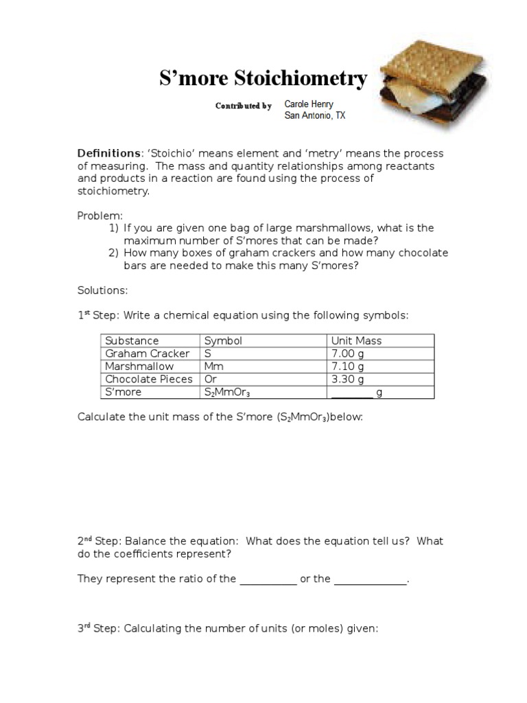 Smore Stoichiometry | Download Free PDF | Stoichiometry | Mole (Unit)