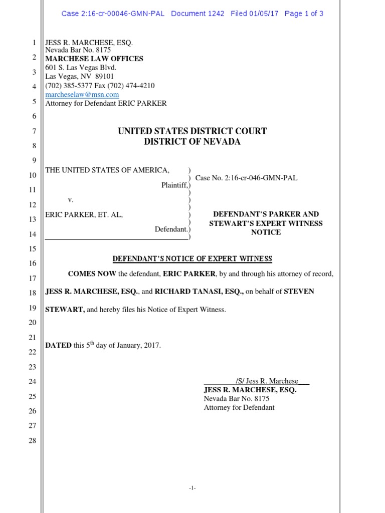 Parker (1242) Notice of Expert Witness | PDF