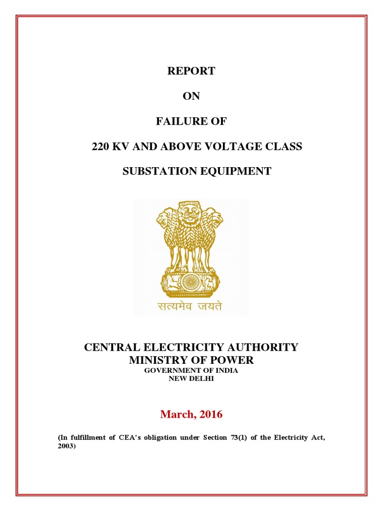 Substation Equipment Failure Report October 14 To August 15 | PDF ...