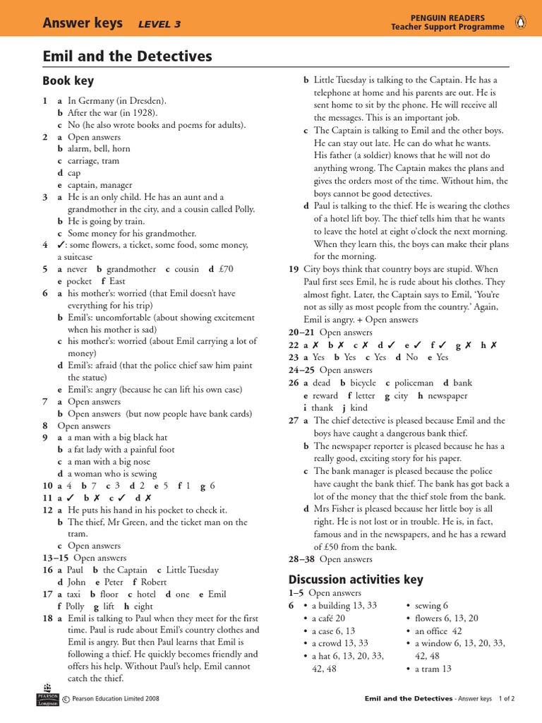 Emil and The Detectives: Answer Keys | PDF