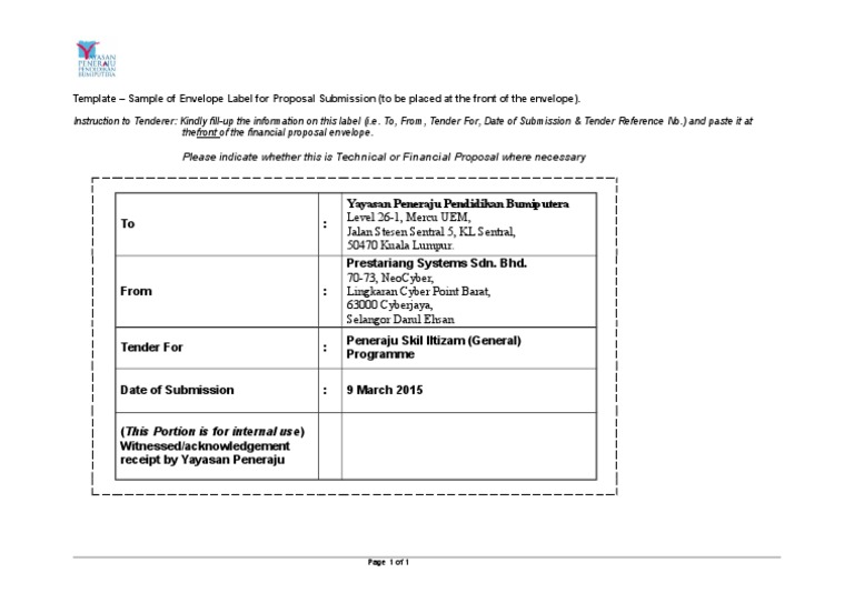 Appendix VI - Envelope Label | PDF