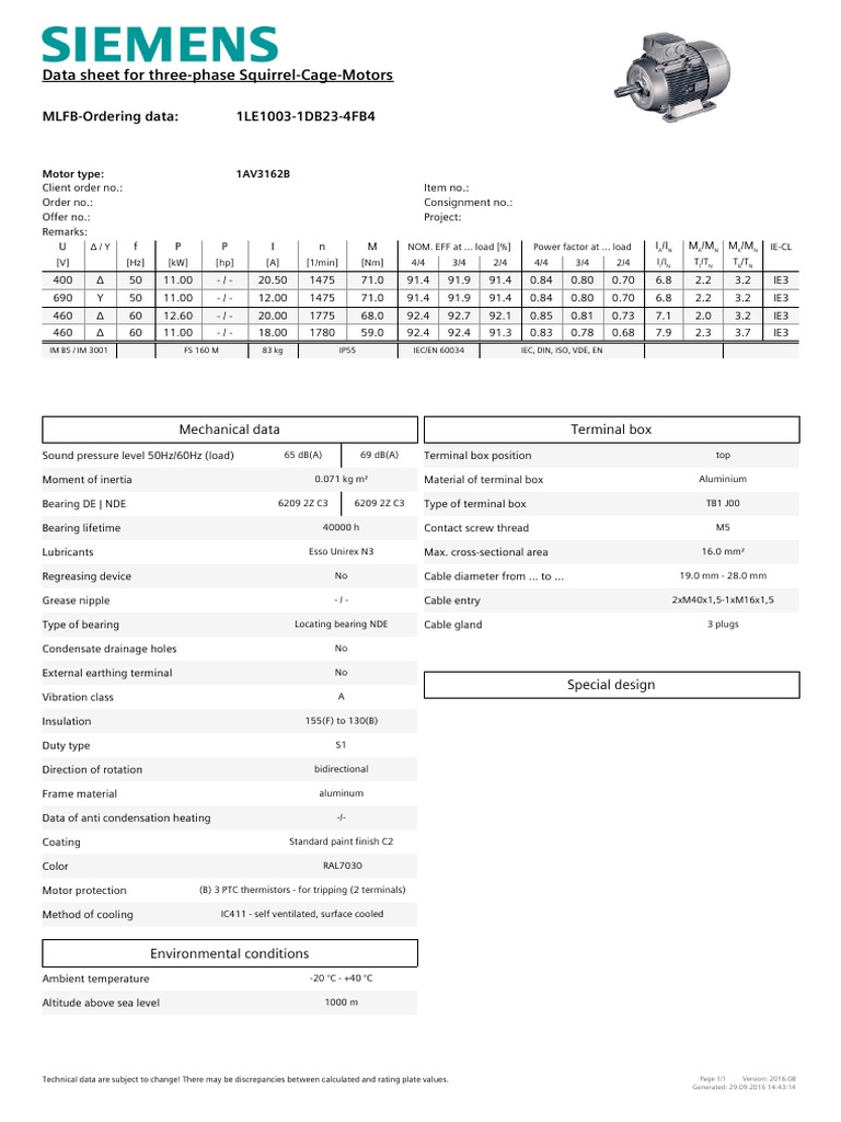1LE1003 1DB23 4FB4 Datasheet en | PDF