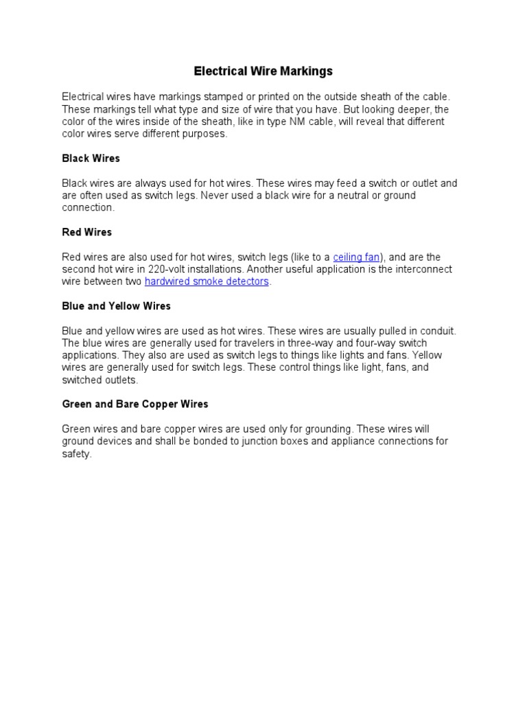 Lecture 4 Electrical Wire Markings Pdf