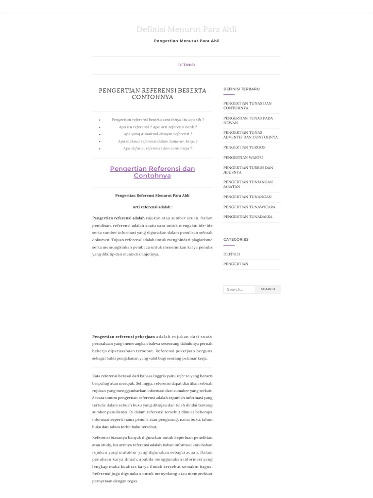 Pengertian Referensi Beserta Contohnya - Definisi Menurut para Ahli ...