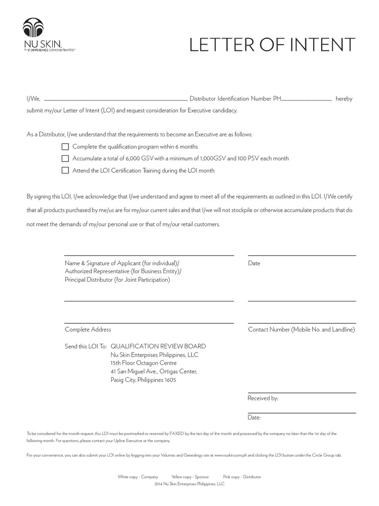 LOI Form PDF | PDF