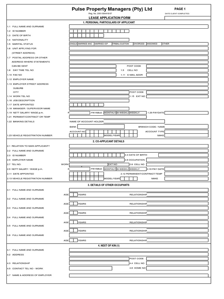 Augusta Mews Lease Application Form | PDF | Credit Bureau | Lease