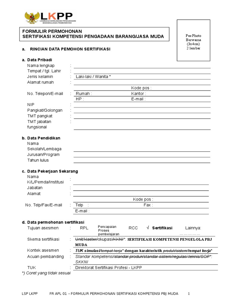 Form APL 01-Muda-09082016 | PDF | Karier & Perkembangan
