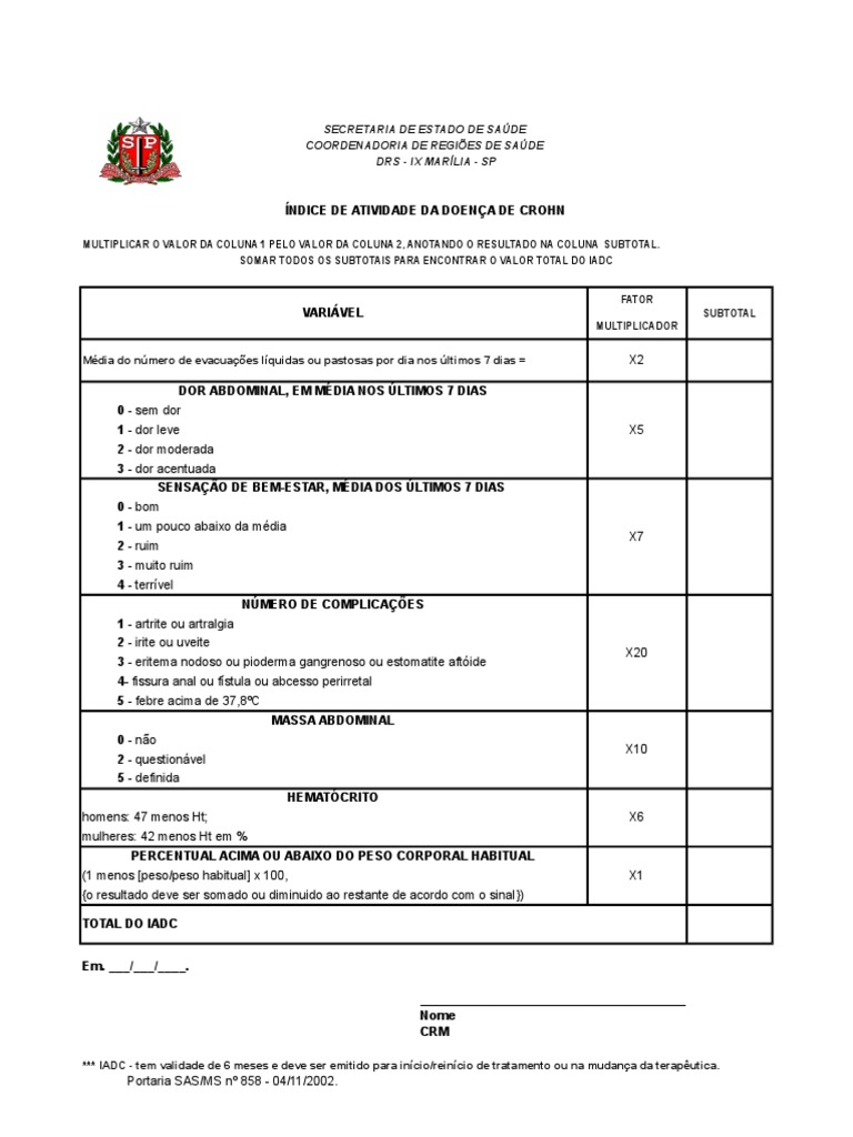 Tabela Iadc | PDF | Sintomas e sinais | Medicina Clínica