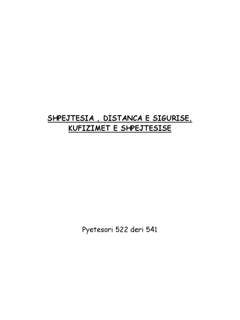 16 Shpejtesia Distanca e Sigurise | PDF