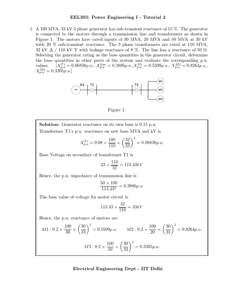 Per Unit Reactance Calculations for a Multi-Bus Power System | PDF