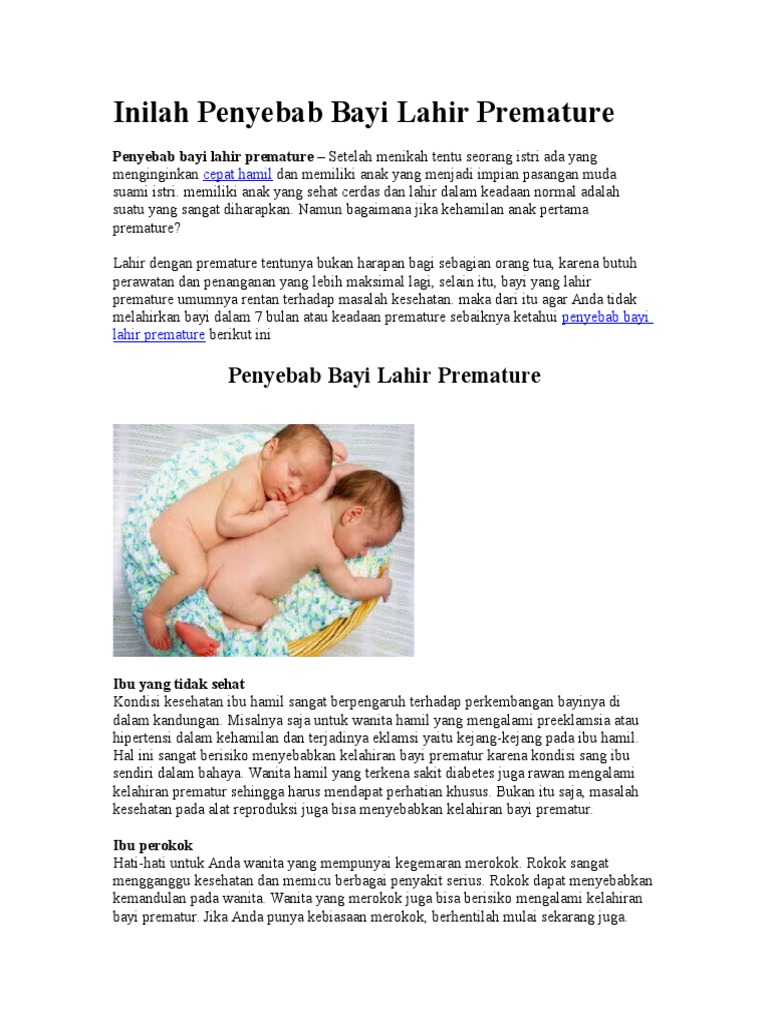 Inilah Penyebab Bayi Lahir Premature | PDF | Gaya Hidup