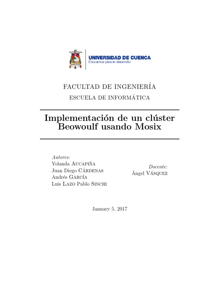 Implementación de Un Clúster Beowoulf Usando Mosix | PDF | Plataforma ... Implementación de Un Clúster Beowoulf Usando Mosix | PDF | Plataforma ...