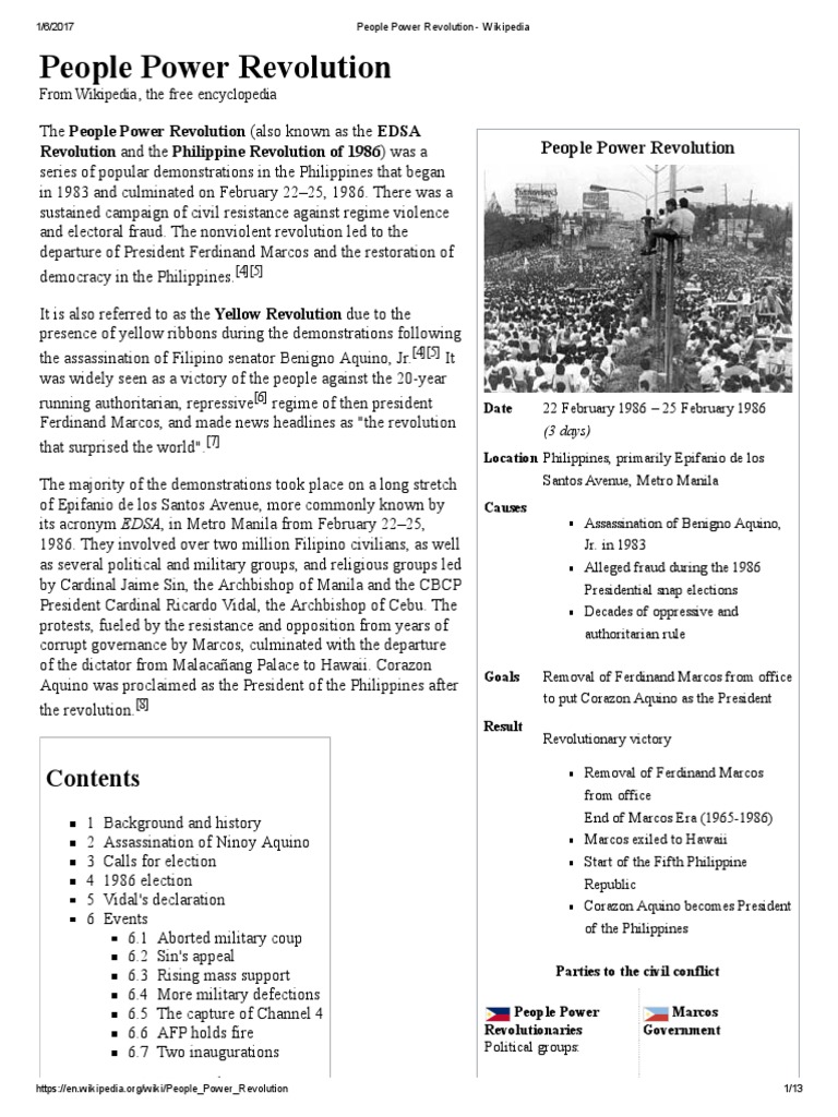 People Power Revolution | PDF | Corazon Aquino | Philippines