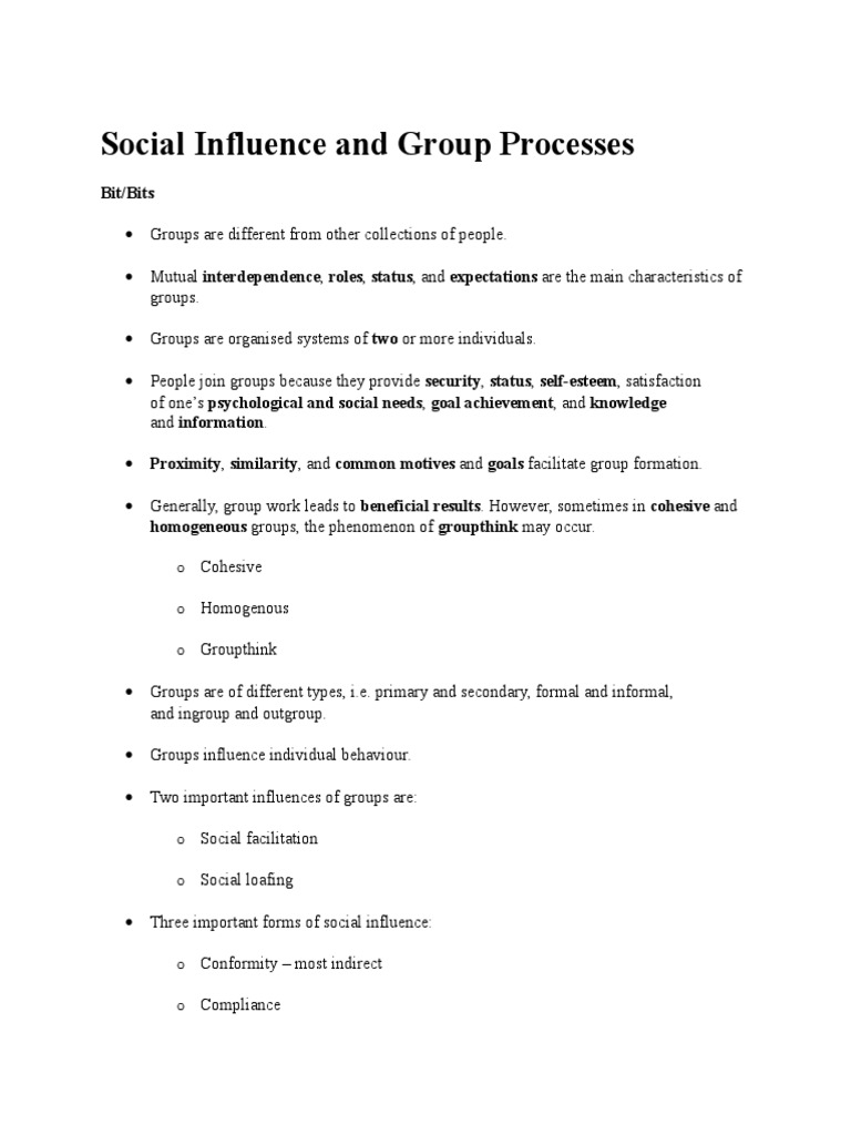 Social Influence and Group Processes | PDF | Norm (Social ...