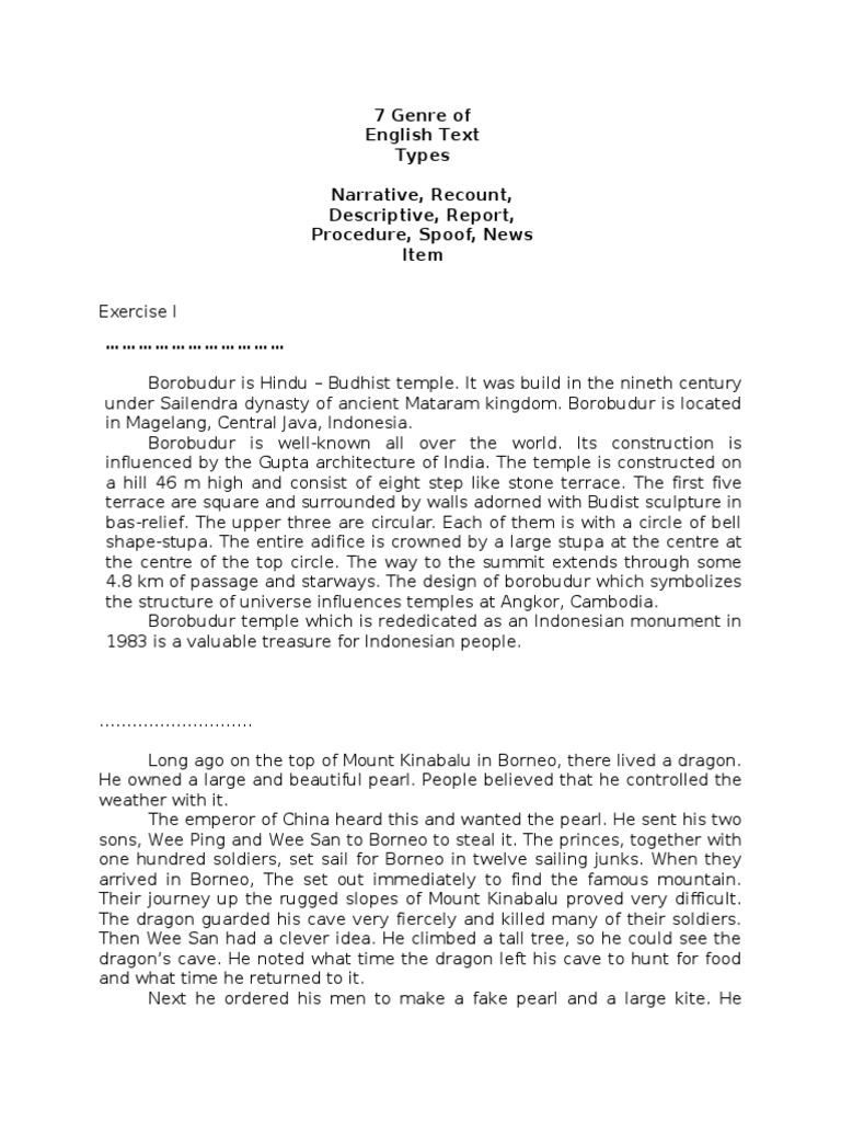 7 Genre of English Text Types | PDF | Fax | Science