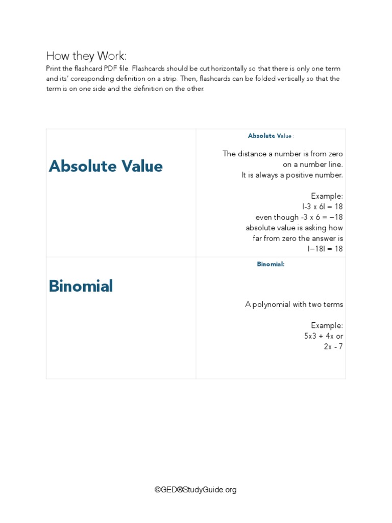GED Flashcards | PDF | Fraction (Mathematics) | Division (Mathematics)