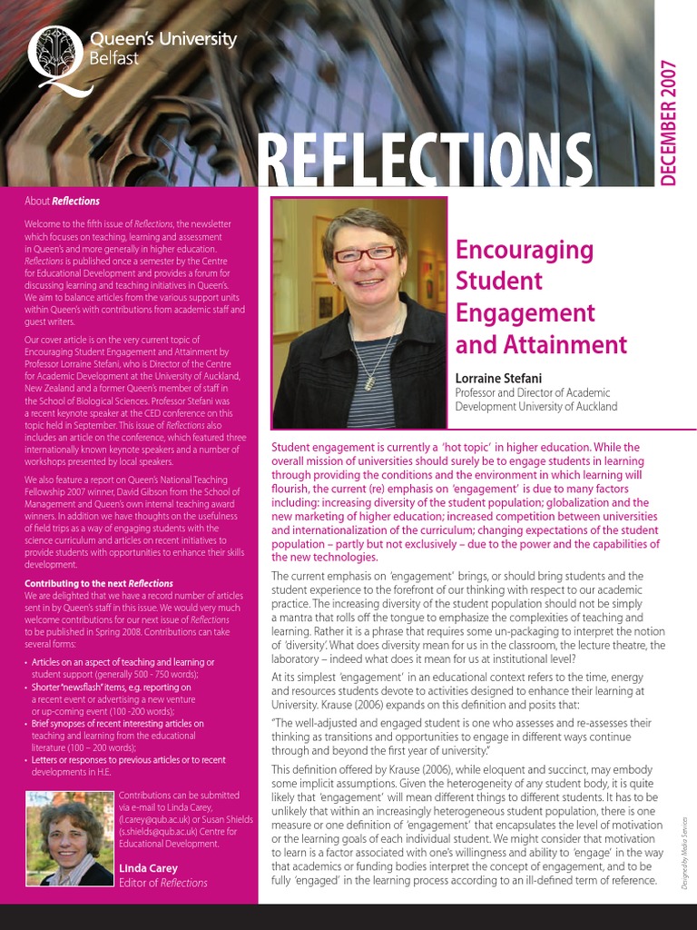 Encouraging Student Engagement and Attainment: About Reflections | PDF ...