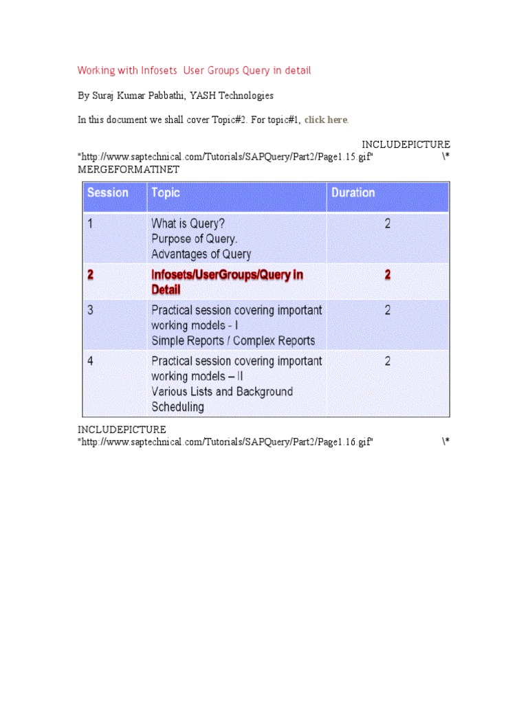 Working With Infosets User Groups Query in Detail | PDF | Information Retrieval | Databases