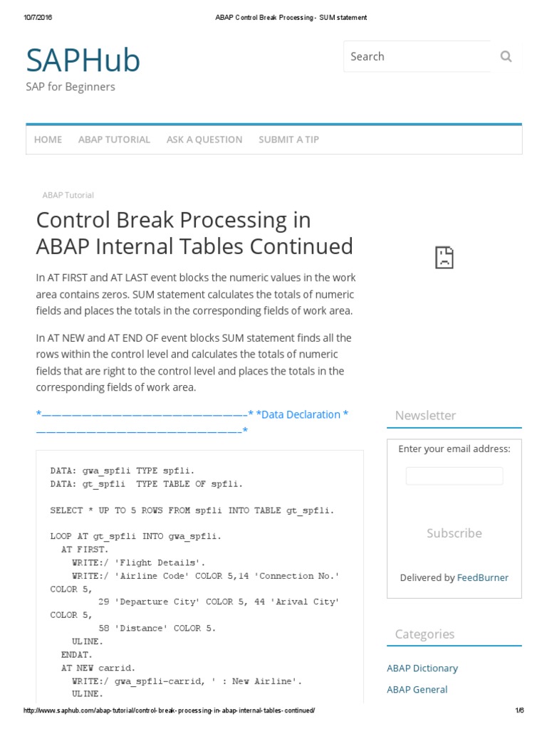 ABAP Control Break Processing - SUM Statement | PDF | Software Engineering | Computer Programming