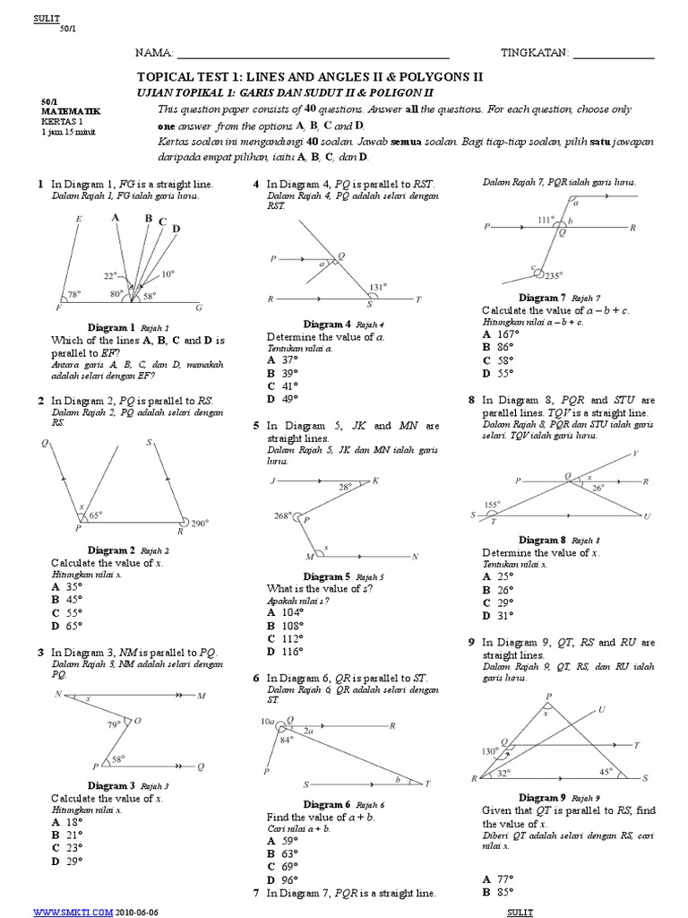 Lines and Angles II & Polygons II | PDF