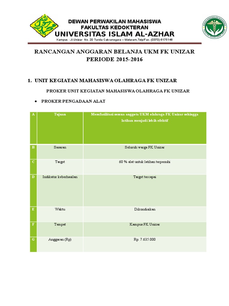 Rab Dan Proker Ukm (Fix DPM) | PDF | Bisnis | Sains & Matematika