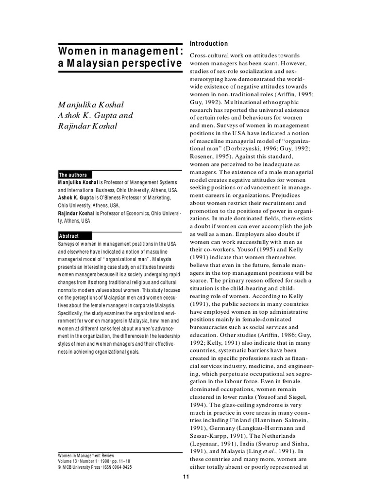 Women in Management | PDF | Workforce | Equal Pay For Equal Work