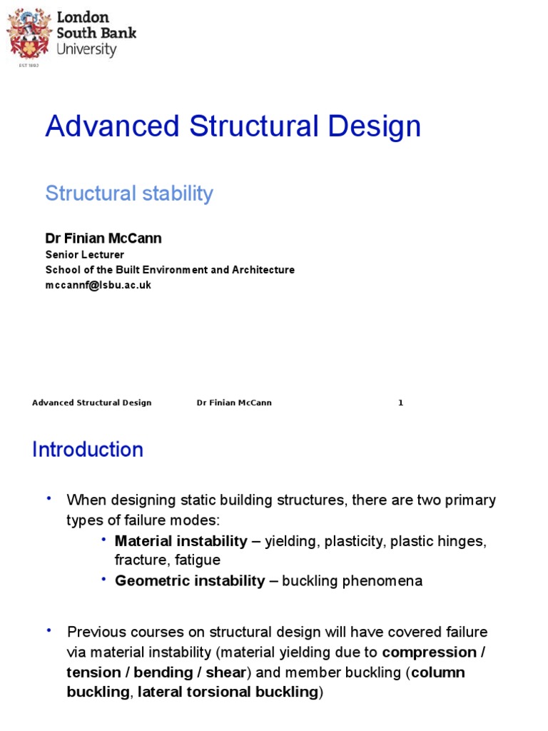 Advanced Structural Design | PDF | Buckling | Column