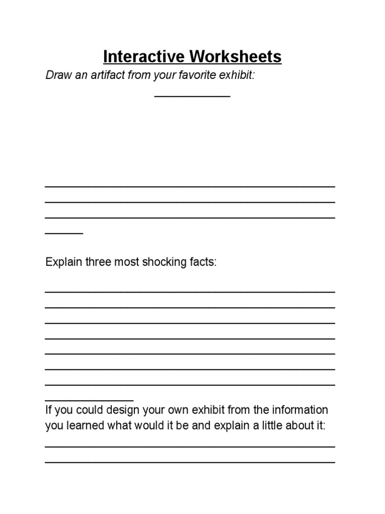 Interactive Worksheets: Draw An Artifact From Your Favorite Exhibit | PDF