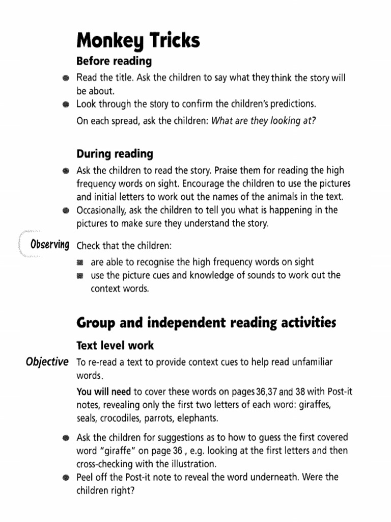 2a Lesson 1 Monkey Tricks | PDF
