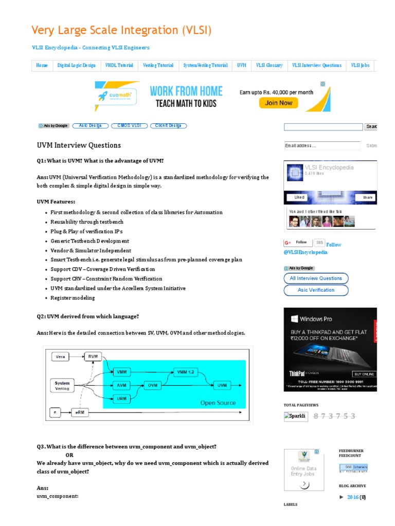 UVM Interview Questions - VLSI Encyclopedia | PDF | Vhdl | Logic Synthesis UVM Interview Questions - VLSI Encyclopedia | PDF | Vhdl | Logic Synthesis