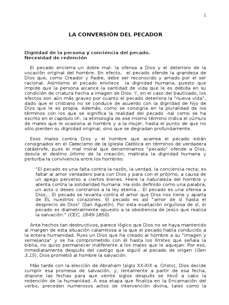 Conversión Del Pecador | PDF | Penitencia | Pecado